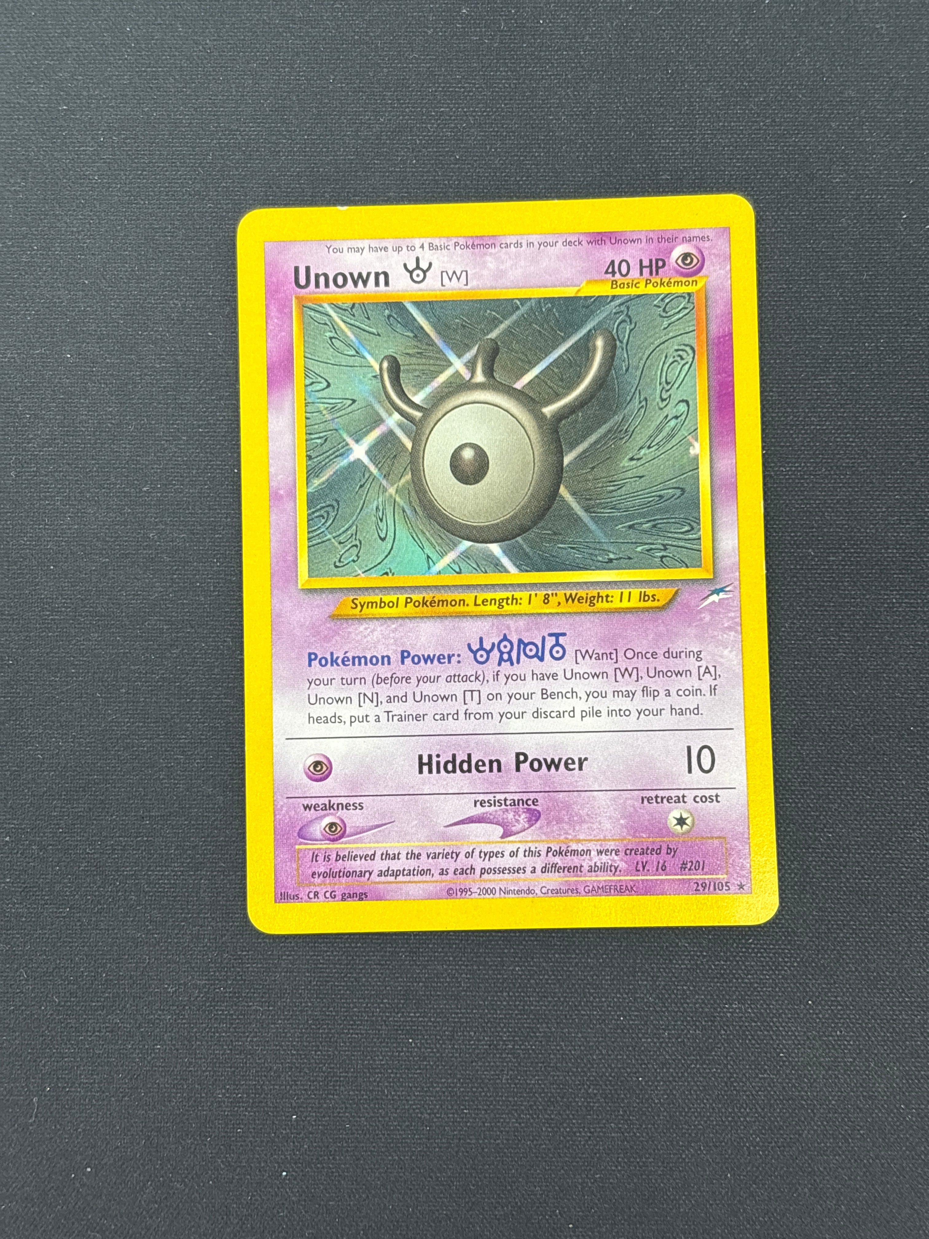 Auction Lot 16: Unown W Pokemon Neo Destiny Card Conditions Vary