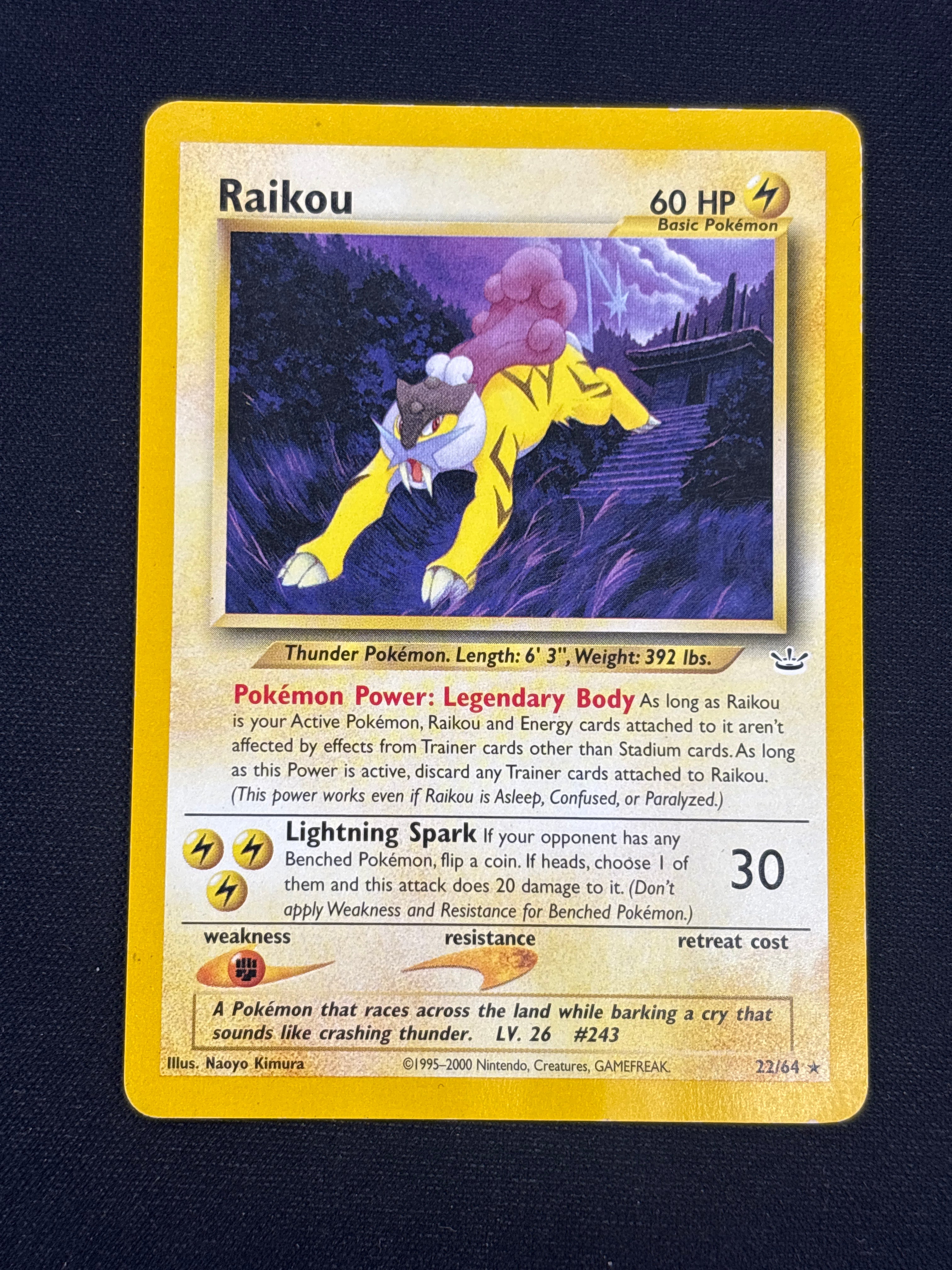 Auction Lot 60: Raikou Non Holo Rare Pokemon Neo Revelation Card Condi