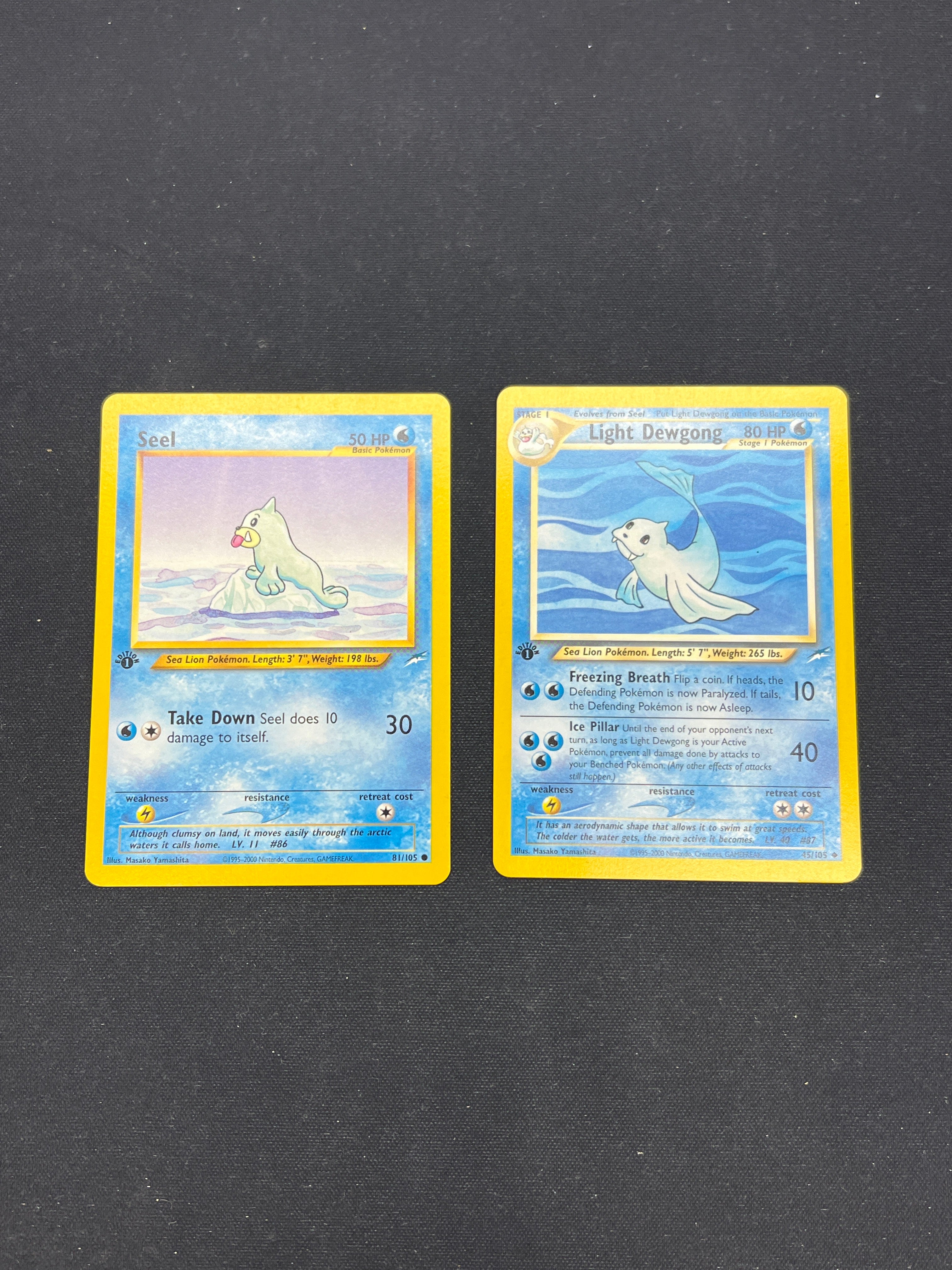 Auction Lot 19: Pokemon Cards Seel & Light Dewgong 1st Edition Neo Dis