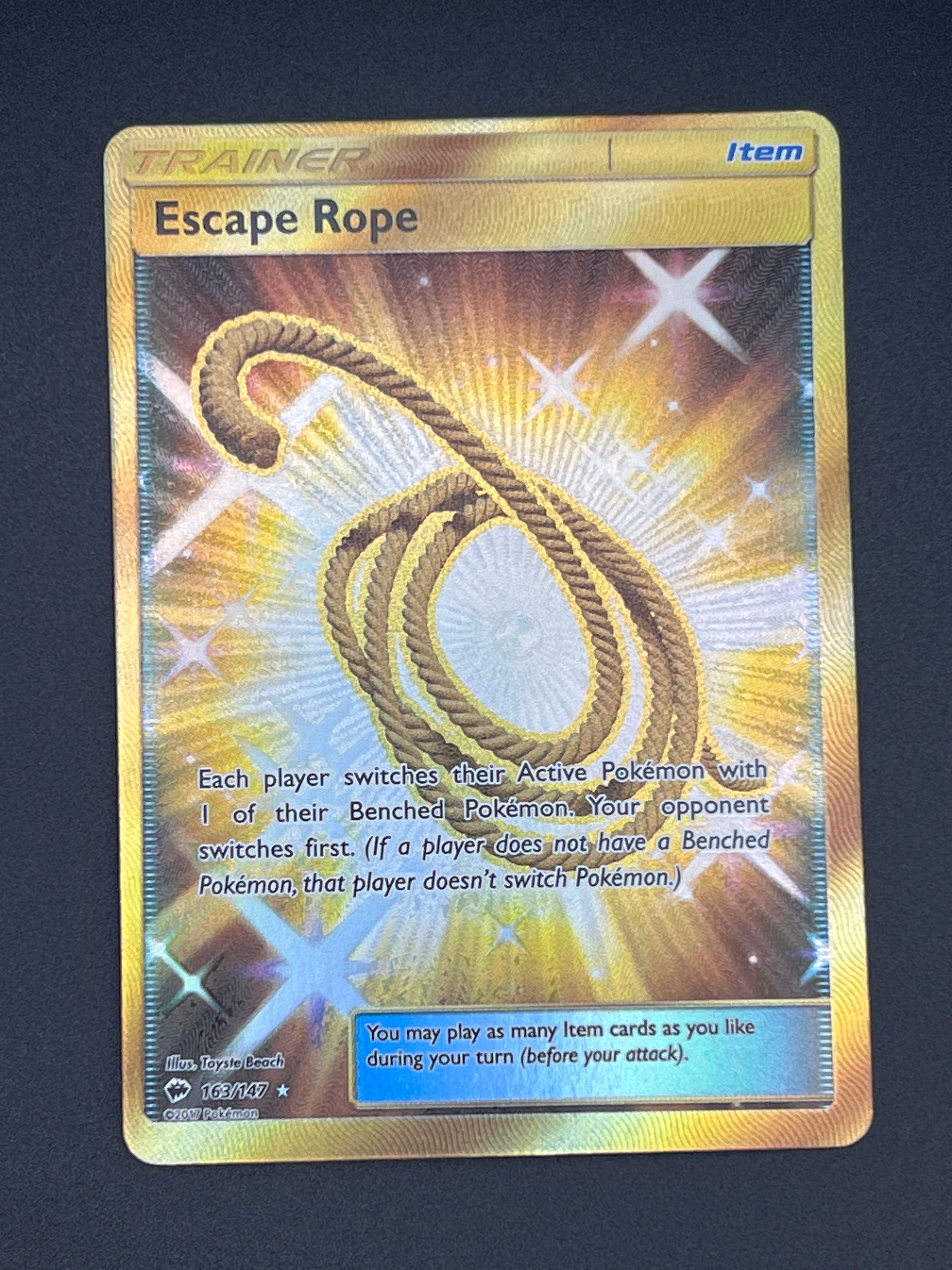 Auction Lot 294: Pokemon Cards Escape Rope Secret Rare Burning Shadows