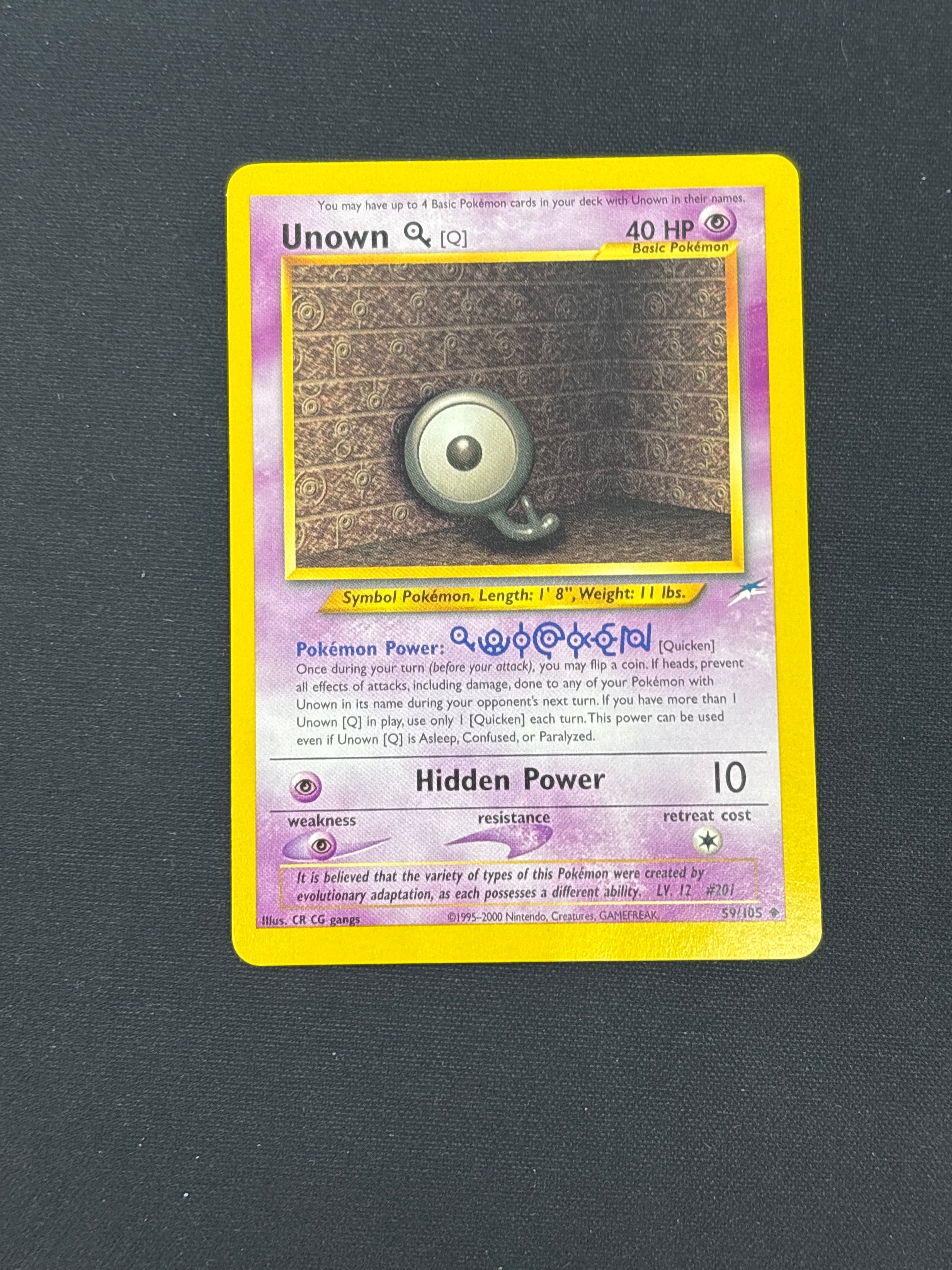 Auction Lot 12: Unown Q Pokemon Neo Destiny Card Conditions Vary