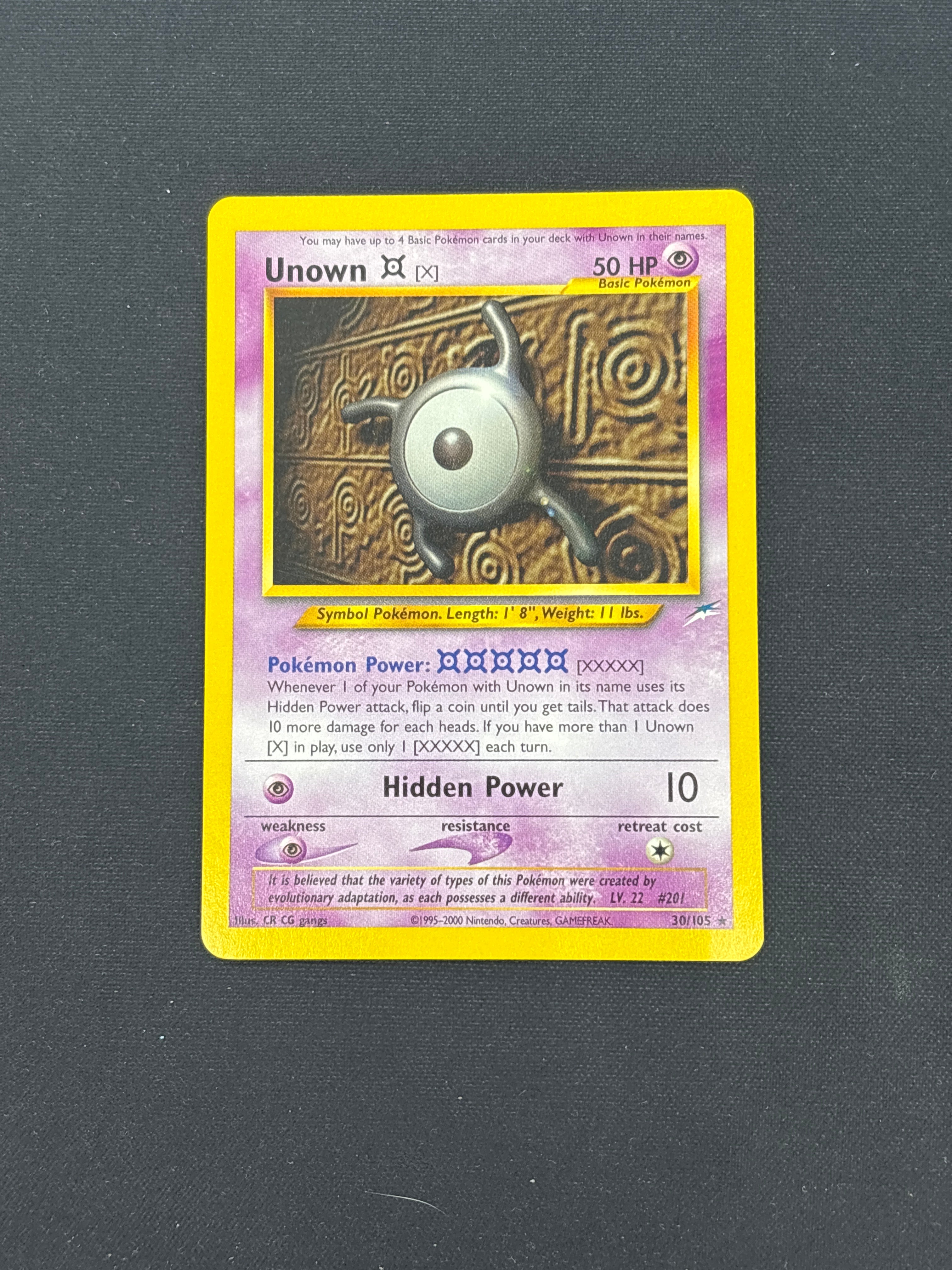 Auction Lot 13: Unown X Pokemon Neo Destiny Card Conditions Vary