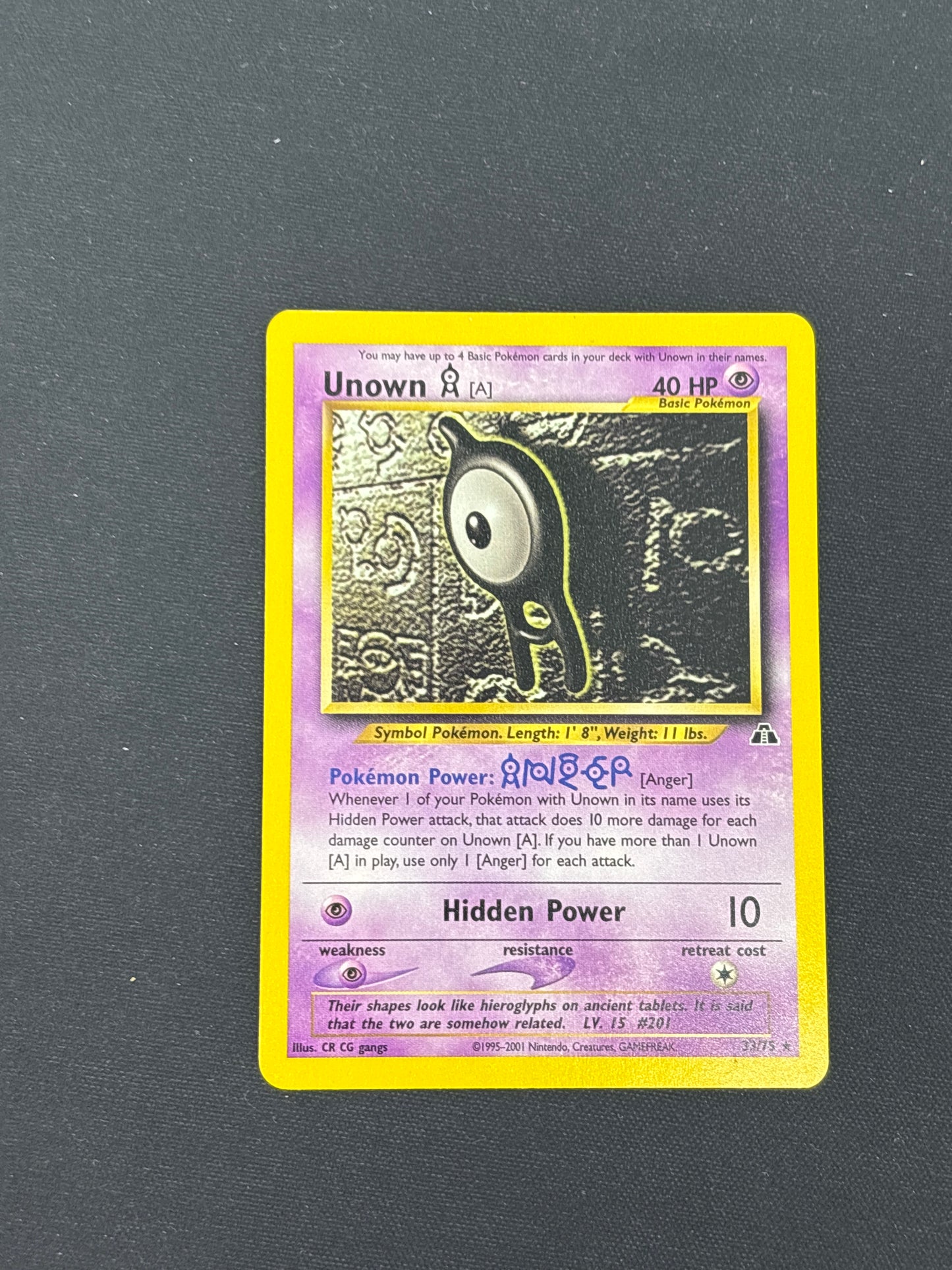 Auction Lot 48: Unown A Pokemon Neo Discovery Card Conditions Vary